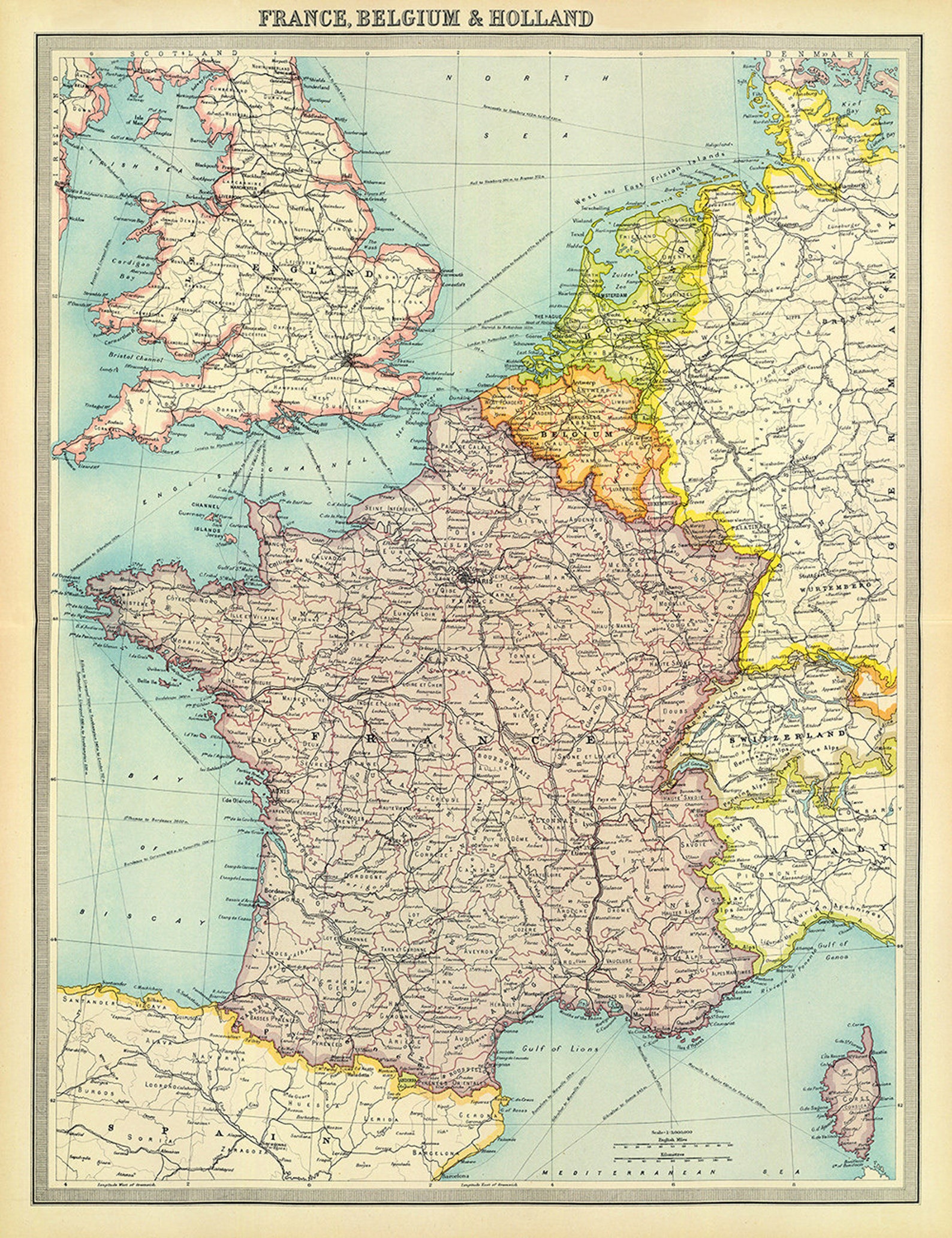France Digital Poster. Antique France Map Print . France PRINTABLE Map ...