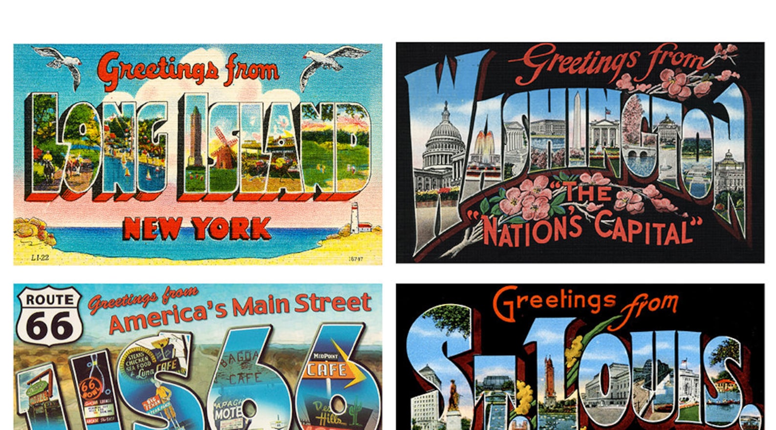 Greetings From Vintage Postcard Digital Postcards Sheet. - Etsy