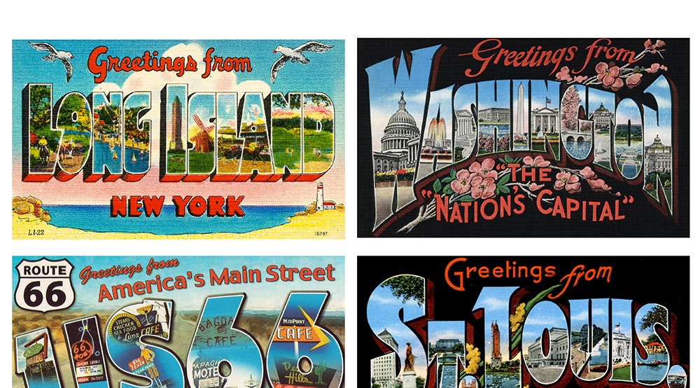 Vintage Travel Postcard Stickers – Americana Ephemera (digital Download ...