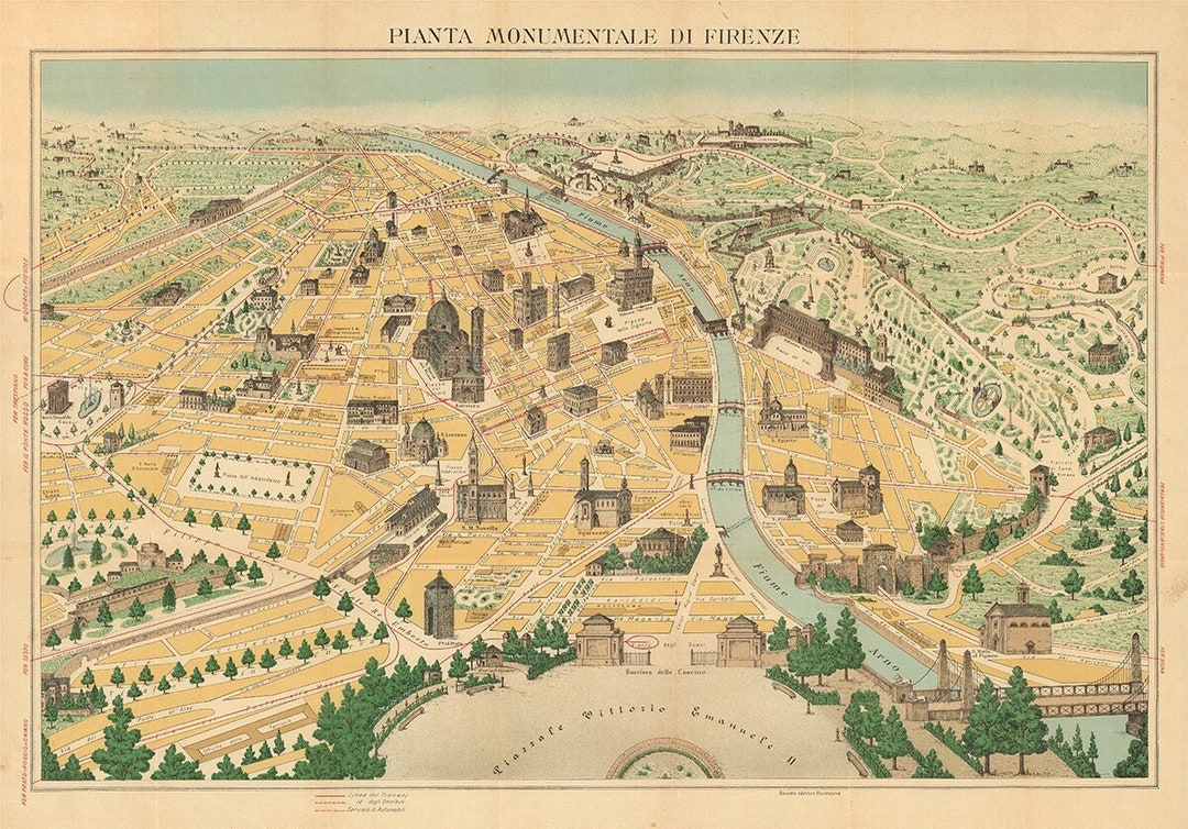 Mapa antiguo de Florencia DESCARGA DIGITAL. Mapa antiguo de Florencia ...