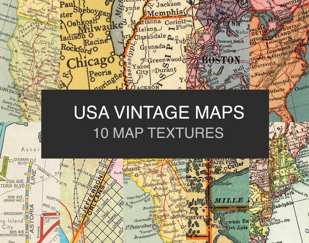 Antique US Digital Maps . Digital Maps Paper Set. North America ...