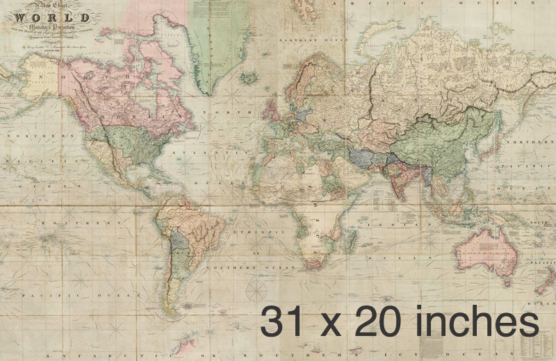 World map digital print set. Antique World map printable. | Etsy