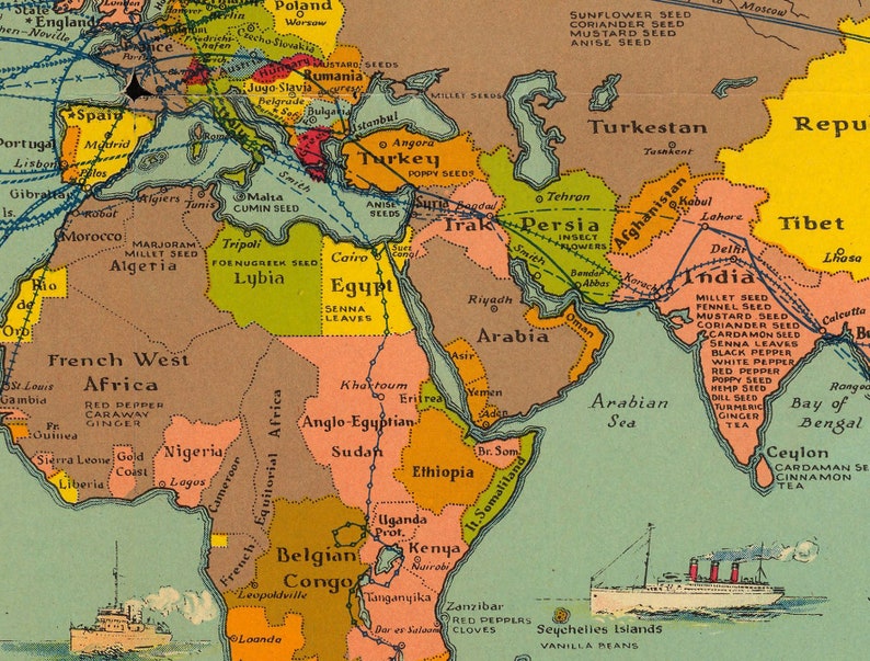 Vintage Digital World Map. 1933 Printable World Map. Antique - Etsy