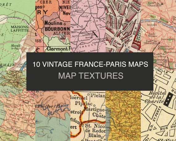 Antique France digital maps paper set. Printable Paris street | Etsy