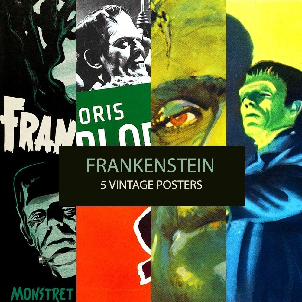 Frankenstein Digital Prints Set of 5. Vintage Frankenstein - Etsy