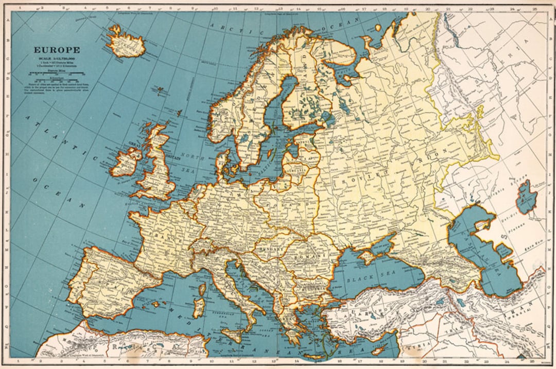 1923 Old Europe Map Printable Digital Download. Vintage Europe Map ...