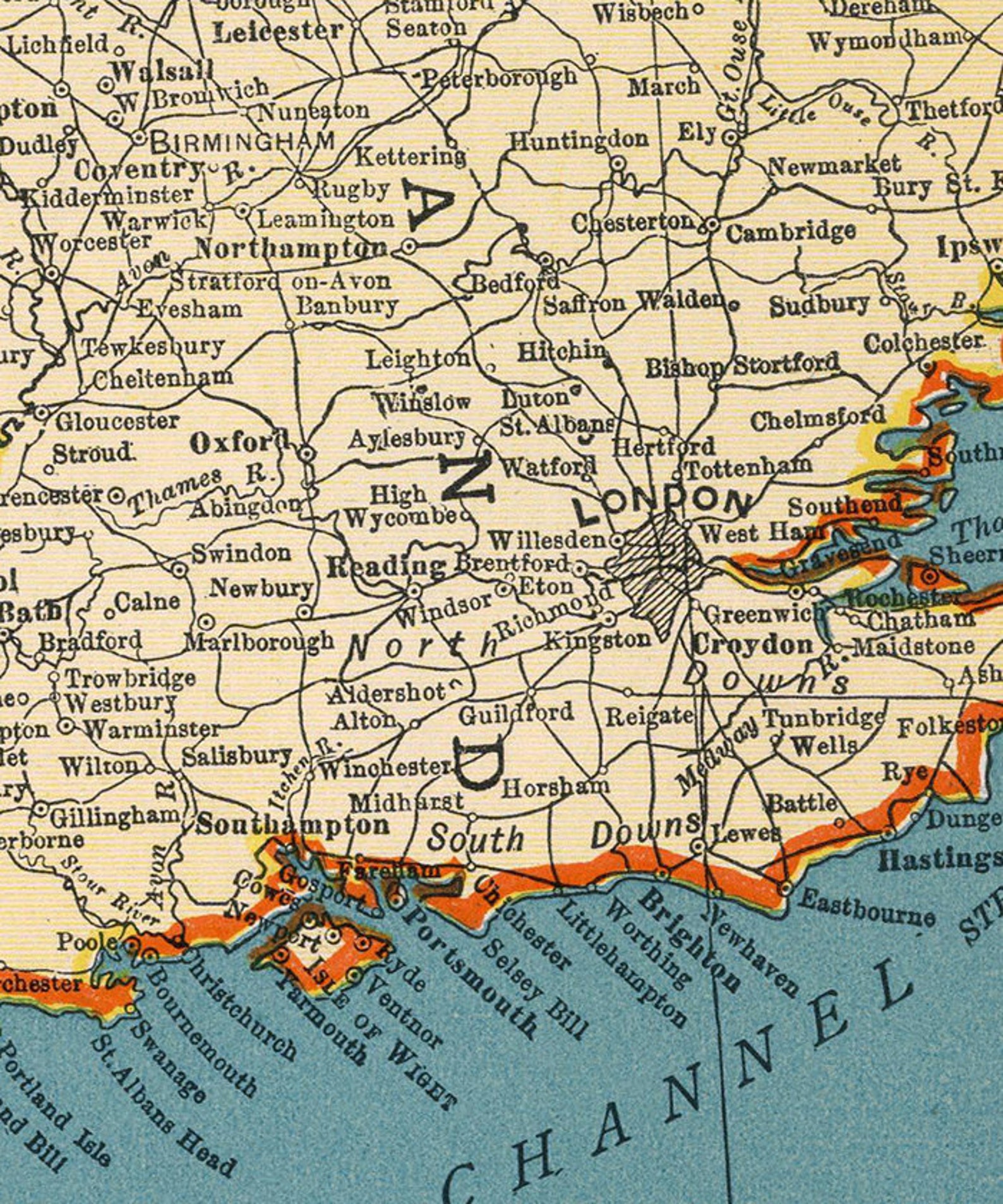 United Kingdom Digital Print. Antique Digital England Map. United ...