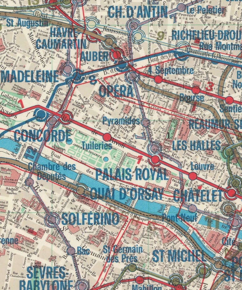 1986 Paris Subway Digital Map. Paris Digital Print. Paris Printable Map ...