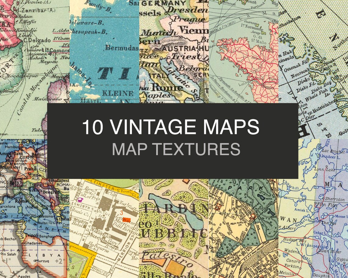Antique Maps Digital Paper Set. Old Maps Printable Textures. | Etsy Canada