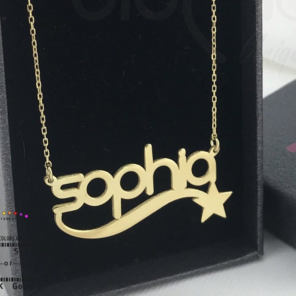 Custom Star Name Necklace Etsy