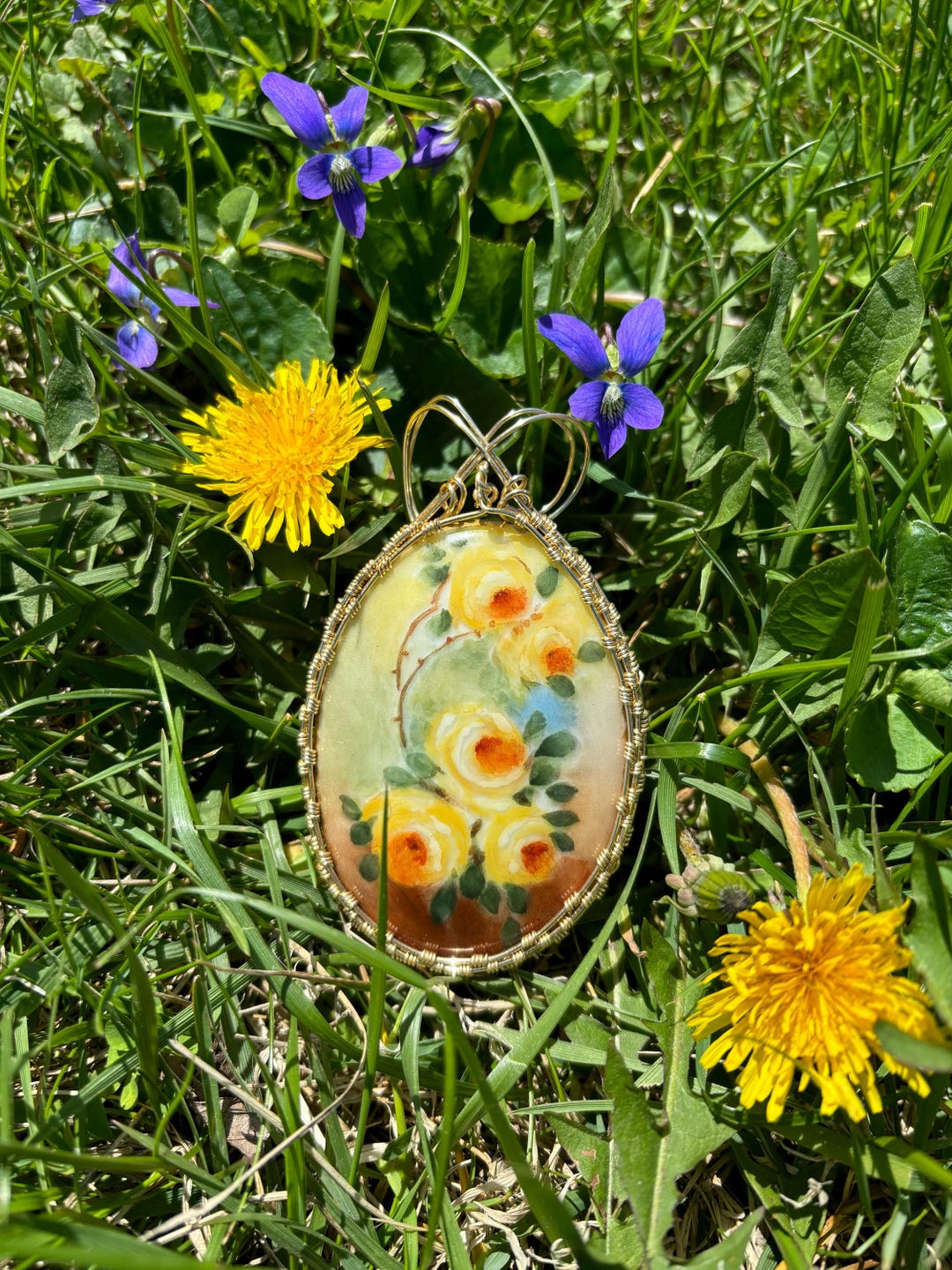 Yellow Rose Ceramic Tile Pendant - Etsy