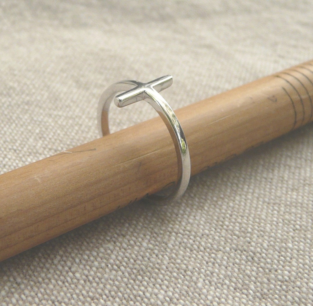 Silver Ring "smooth Cross" - Etsy