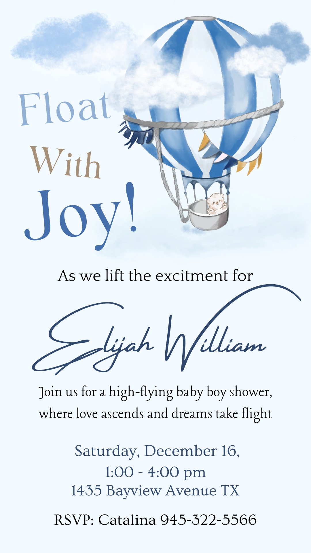 Hot Air Balloon Invitation - Etsy