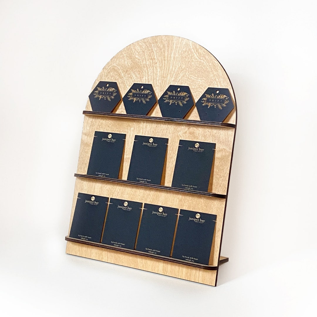 Arch Jewelry Card Shelf Display | 16" Tall X 11.7" Wide Wooden Jewelry ...