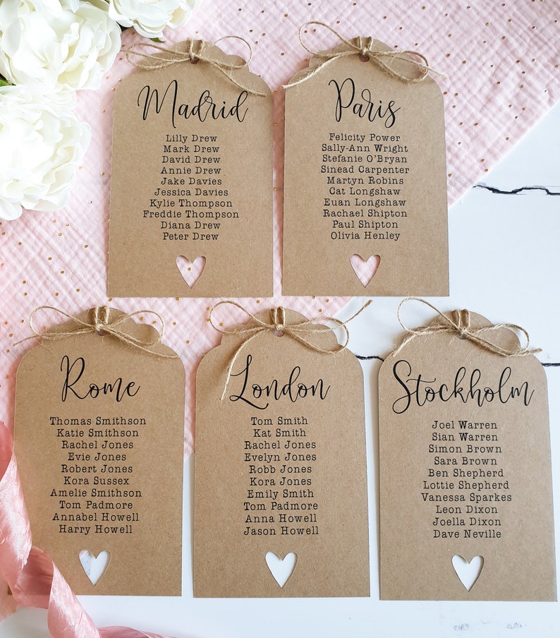 Luggage Tag Table Plan for Wedding. Seating Plan Tags. Rustic - Etsy UK