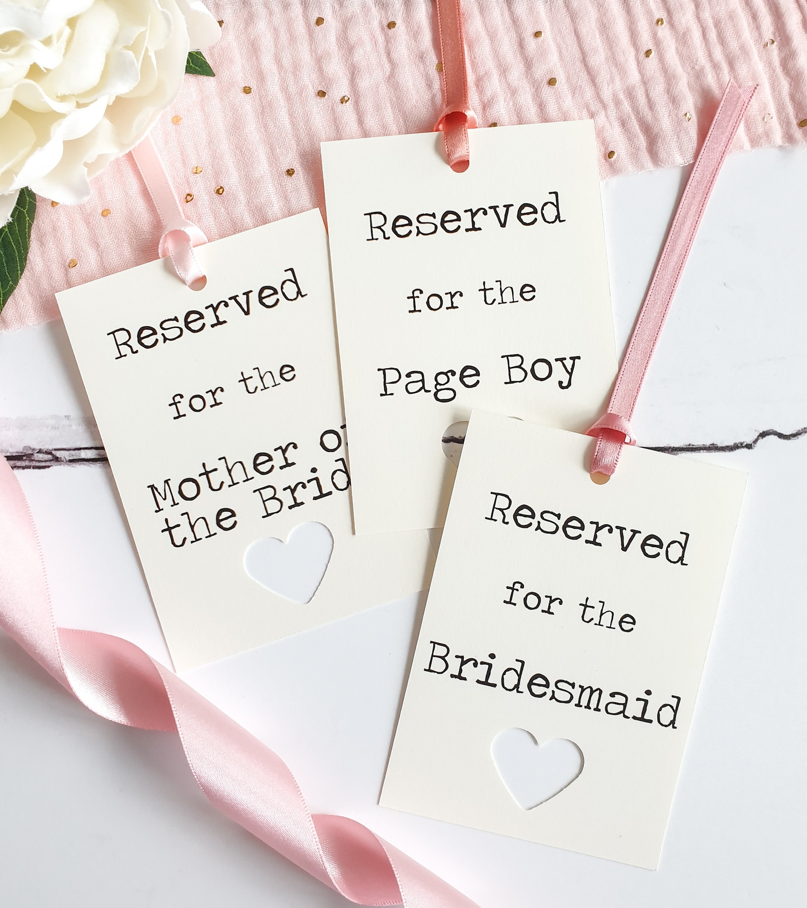 Wedding Reserved Seat Tags in Cream or Kraft and Pink. - Etsy