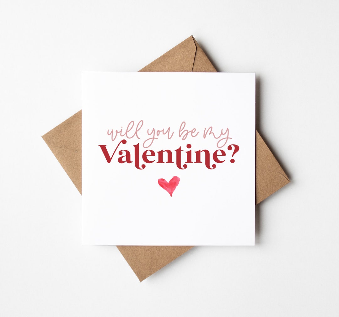 Will You Be My Valentine Card | Typography Valentines Card | Valentine ...