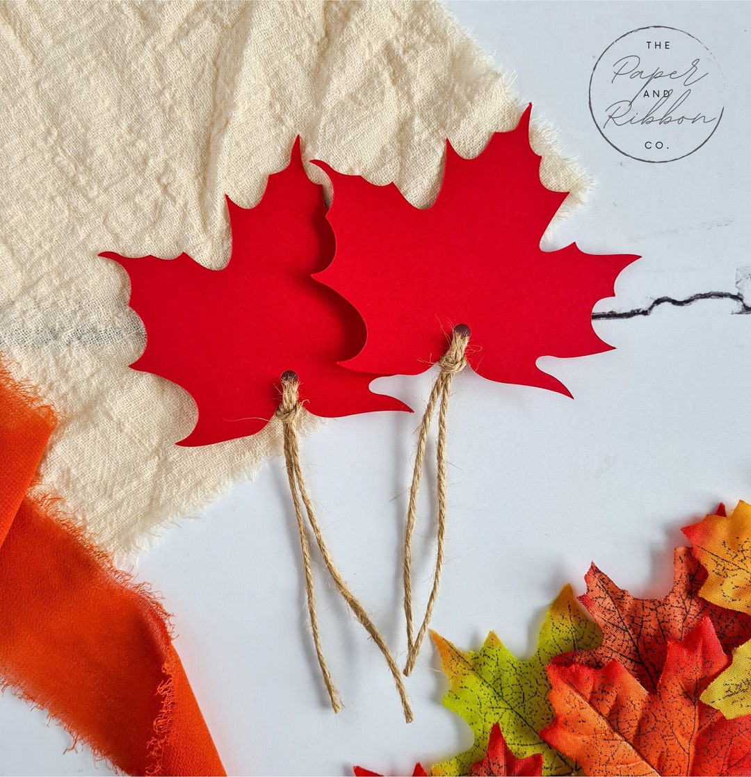 Red Maple Leaf Gift Tags | Pack of 6 | Blank Autumn Leaves With Twine ...