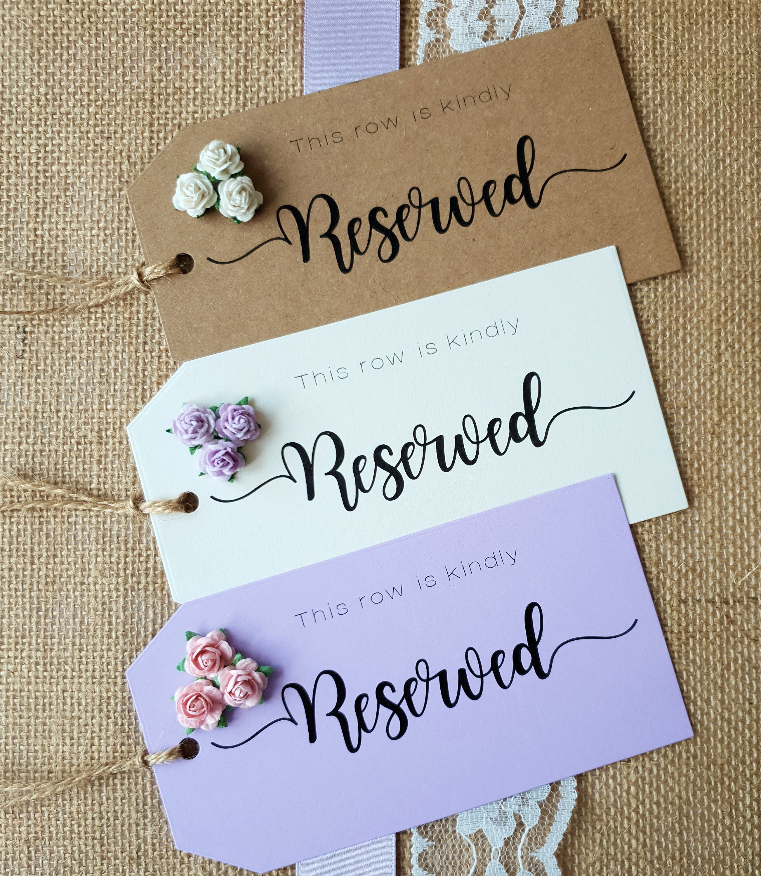 Reserved Row Tags Reserved Signs Seating Tags for Weddings. | Etsy