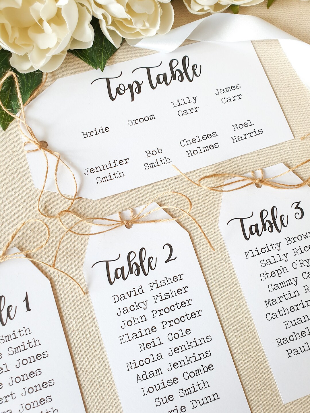 Rustic Wedding Table Plan Tags | White Rustic Wedding Seating Plan ...