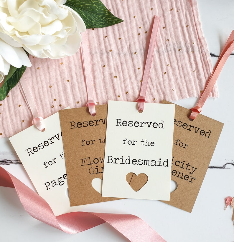 Wedding Reserved Seat Tags in Cream or Kraft and Pink. - Etsy