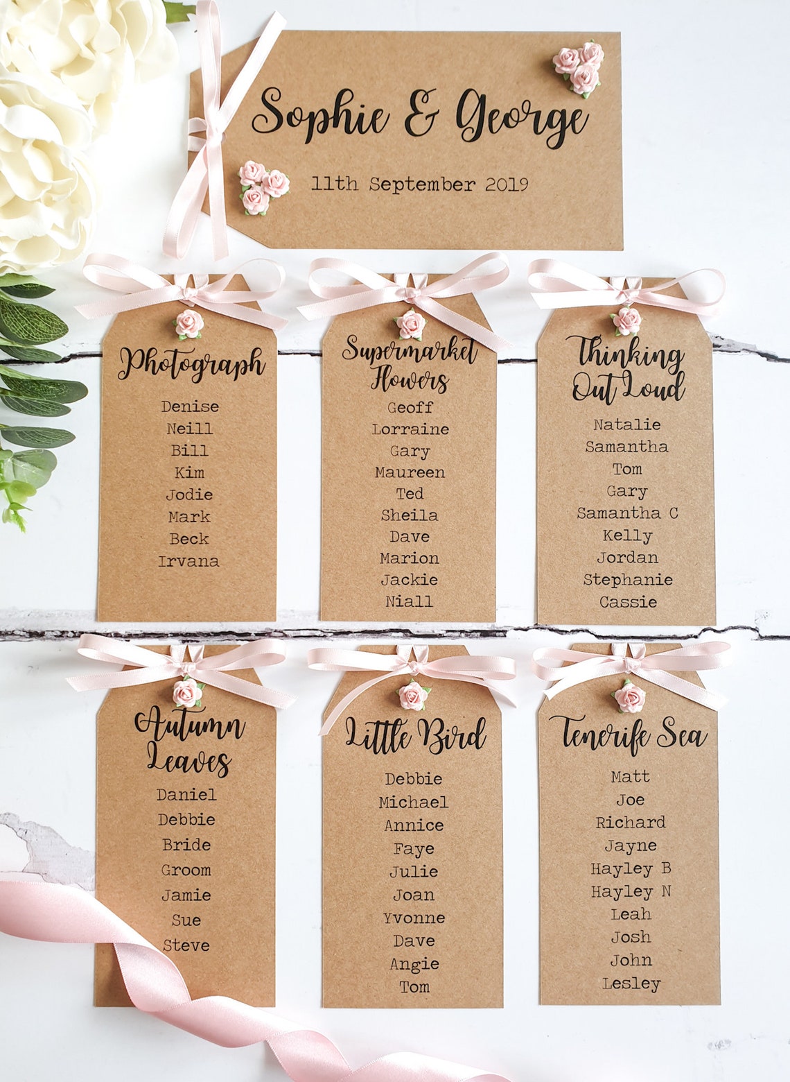 Rustic Wedding Table Plan Tags Seating Chart Designed as | Etsy