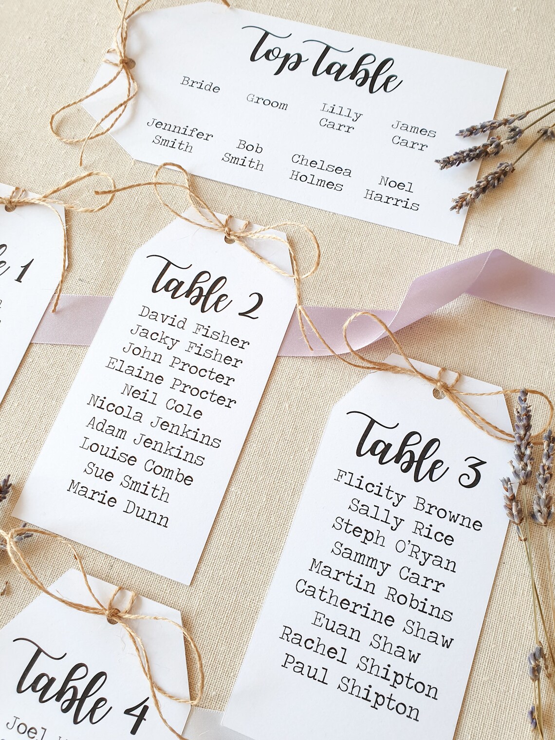 Table Plan Tags in White with Rustic Twine. Perfect for | Etsy