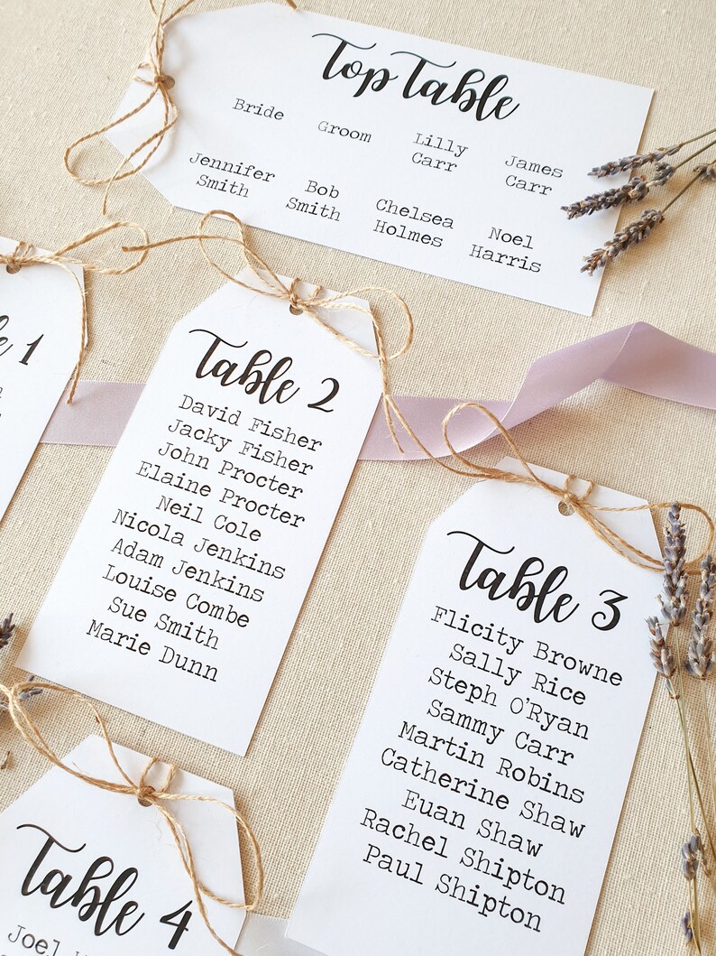 Table Plan Tags in White with Rustic Twine. Perfect for | Etsy