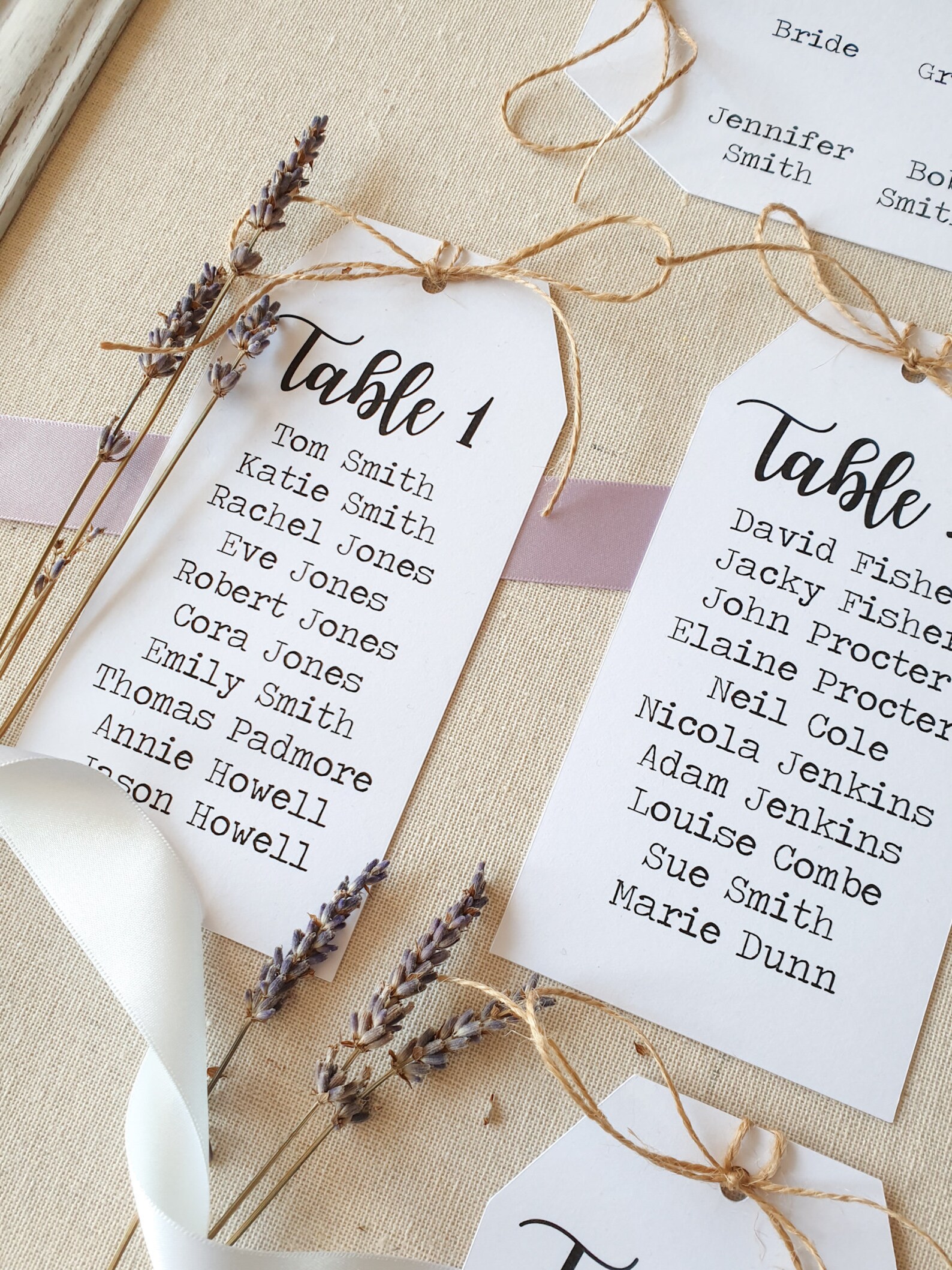 Table Plan Tags in White with Rustic Twine. Perfect for | Etsy