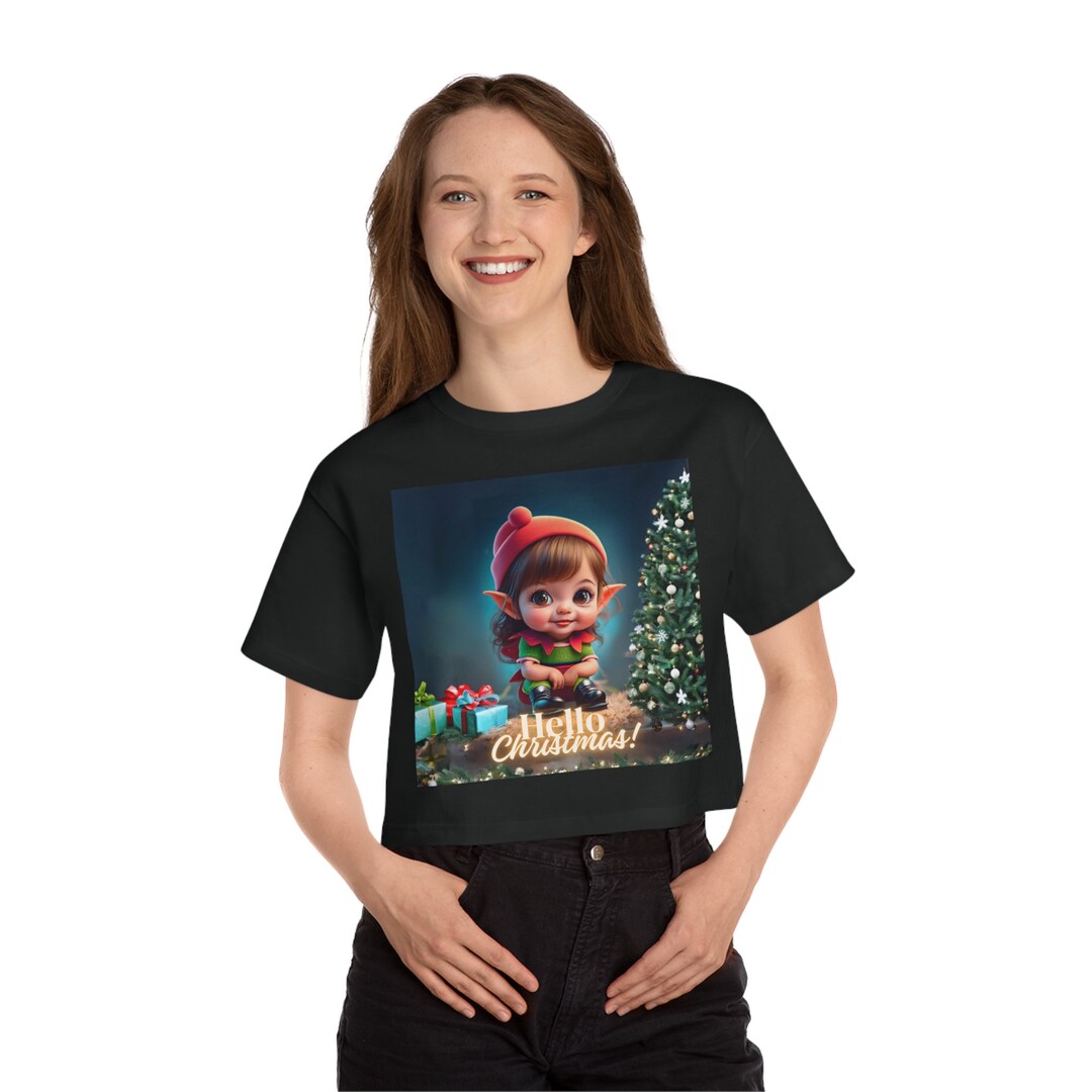 Elf Hello Christmas Champion Women's Heritage Cropped - Etsy