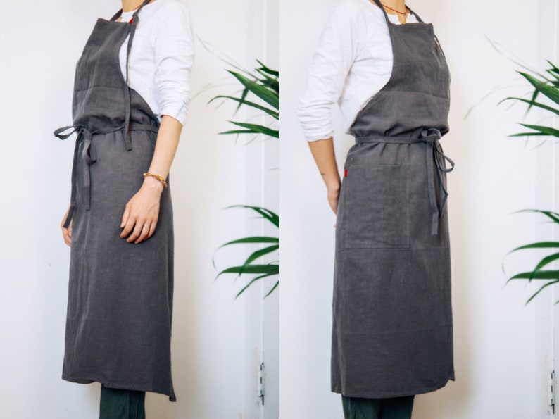 Handmade Linen Apron Linen Pinafore Washed Long Apron - Etsy