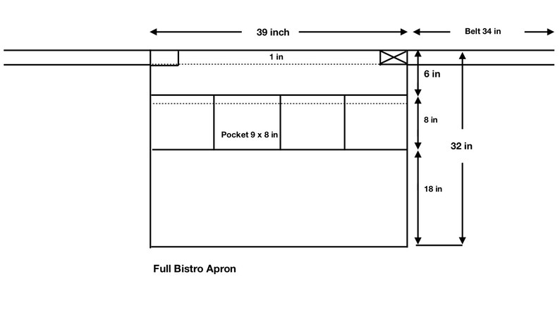 Linen Full Bistro Apron Handmade Long Waist Apron Half | Etsy