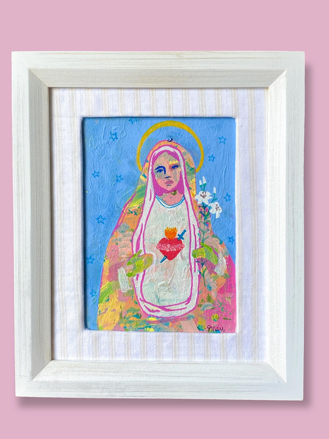 Original Abstract Virgin Mary Mixed-media Painting - Etsy
