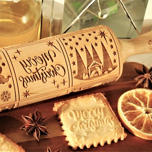 Nativity Engraved Rolling Pin CHRISTMAS Cookies Embossing Rolling Pin ...