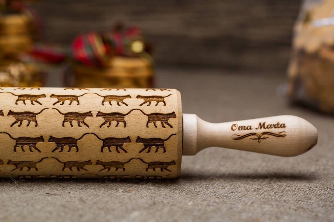 Cats Engraved Rolling Pin Cat Cookie Cutter and Embosser - Etsy Sweden