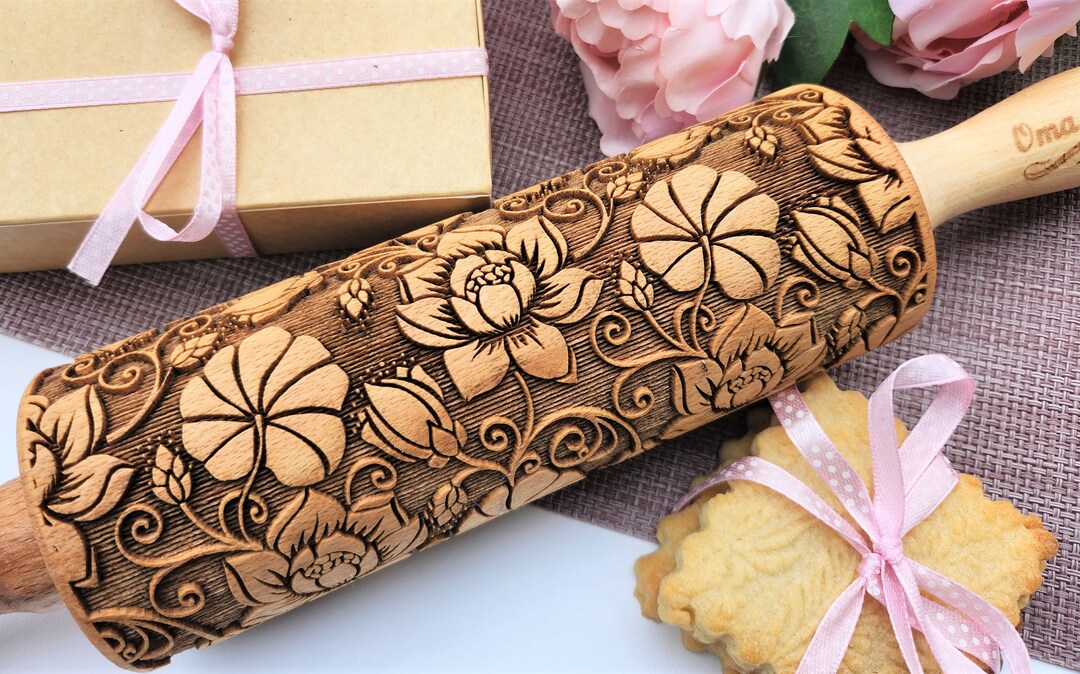 Home Improvement Gift Springerle Mold Textured Lotus Embossed Rolling ...