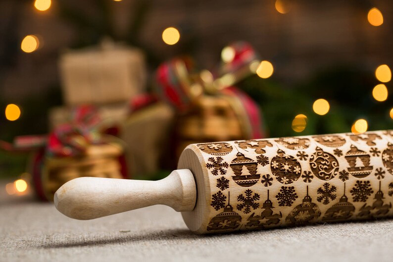 Christmas Embossed Rolling Pin Textured Roller Christmas Cookies Xmas ...