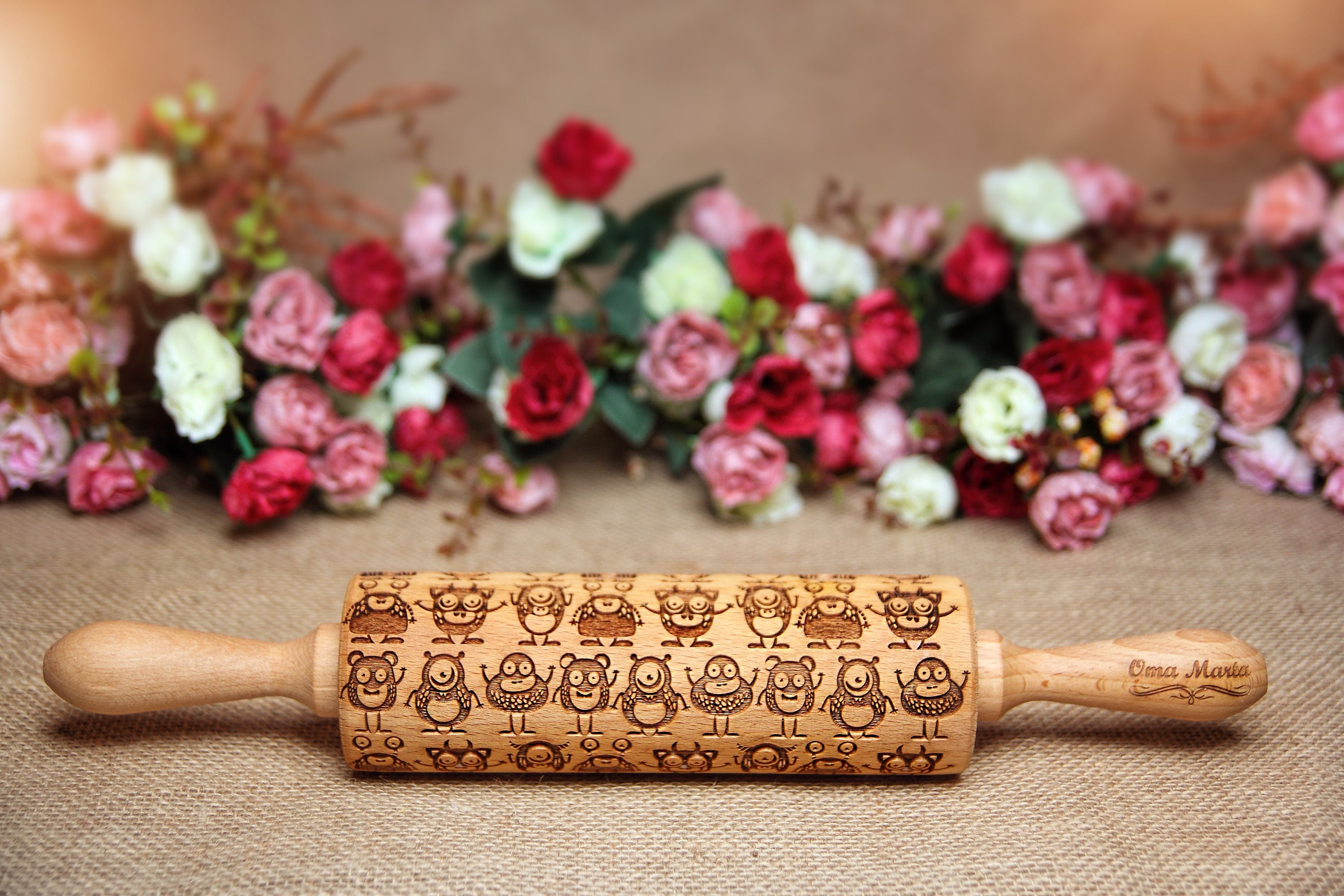 Rolling Pin MONSTERS Embossing Rolling Pin Homeschool Baking Baking ...