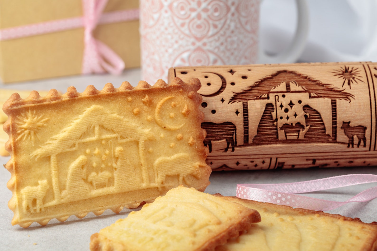 Happy Christmas Nativity Embossing Rolling Pin CHRISTMAS Cookies ...