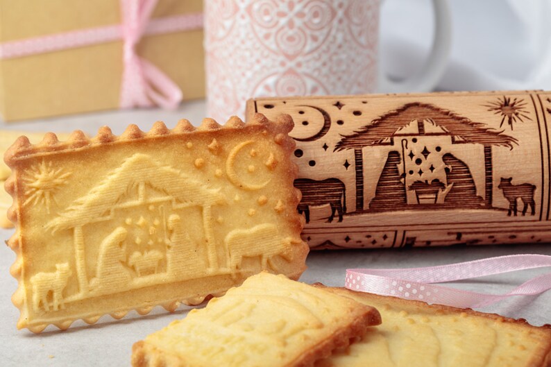 Happy Christmas Nativity Embossing Rolling Pin CHRISTMAS Cookies ...