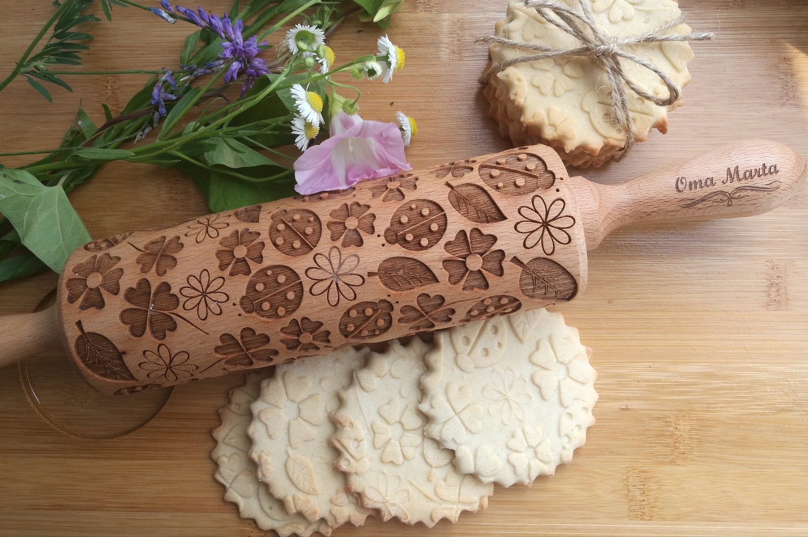 Lady Bird Engraved Rolling Pin Embossed Rolling Gift for Women ...