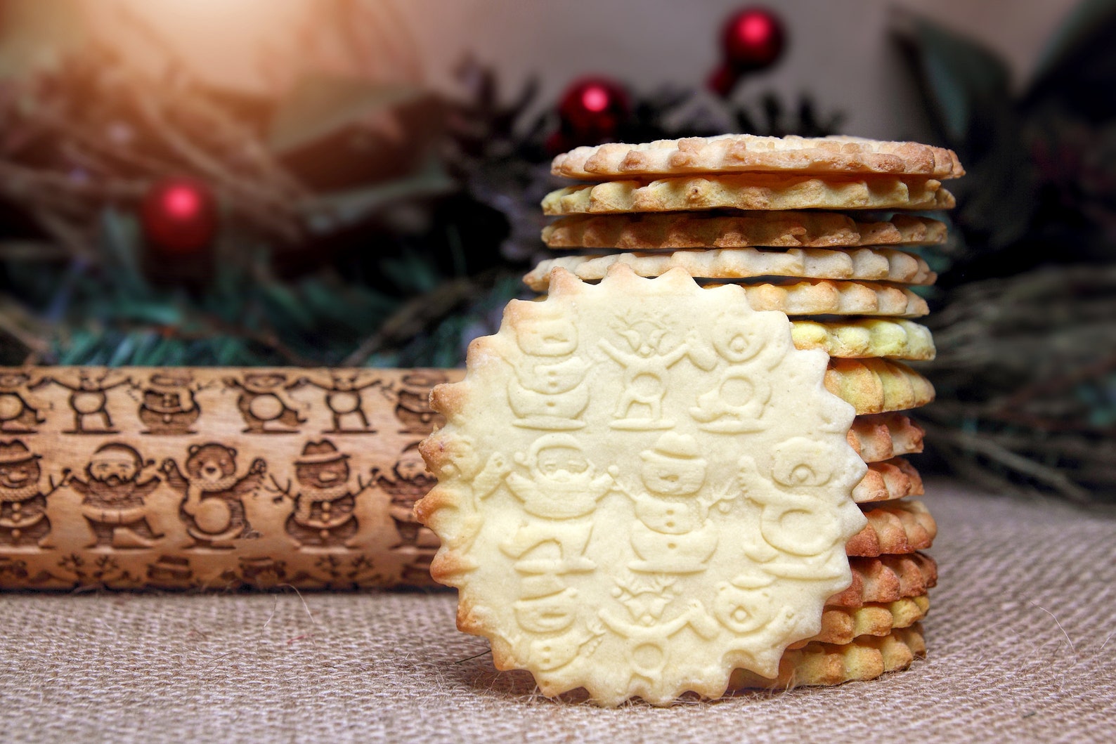 Snowman Engraved Rolling Pin Santa Embossed Rolling Pin Christmas ...
