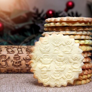 Snowman Engraved Rolling Pin Santa Embossed Rolling Pin Christmas ...