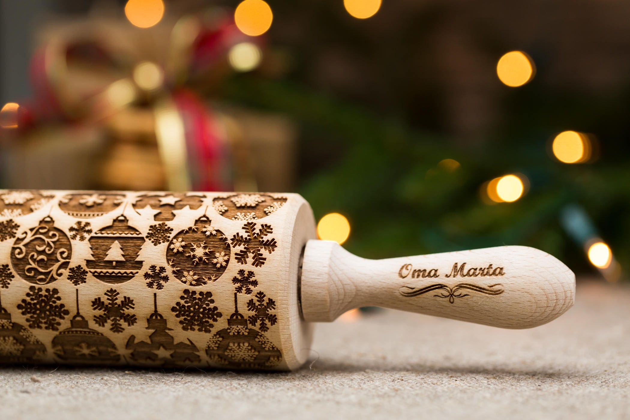 Christmas Embossed Rolling Pin Textured Roller Christmas Cookies Xmas ...