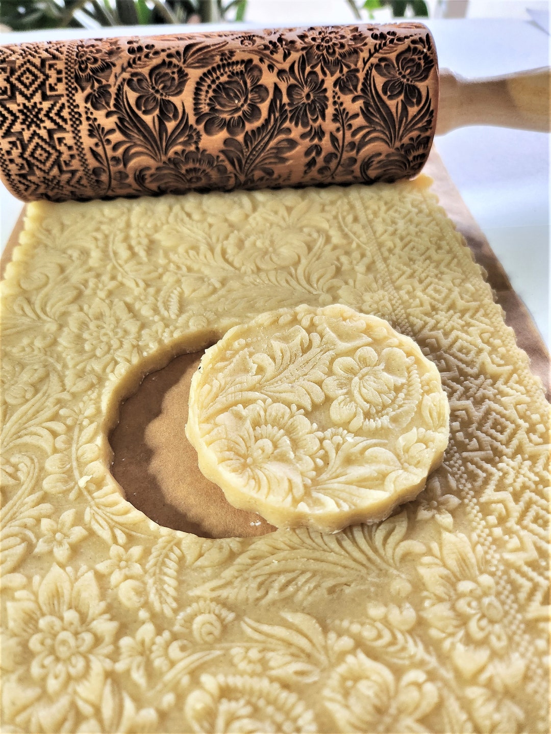 Springerle Rolling Pin With Ukrainian Folk for Baking Patterned ...