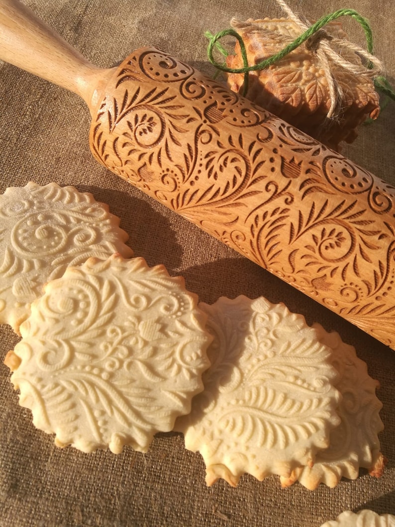 Tulips Paisley Embossed Rolling Pin Springerle Mold Embossed - Etsy