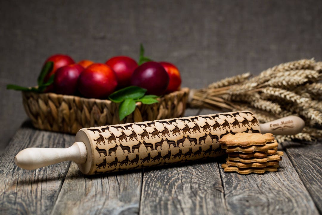 German Shepherd Embossing Rolling Pin Embossed Engraved Rolling Pin ...