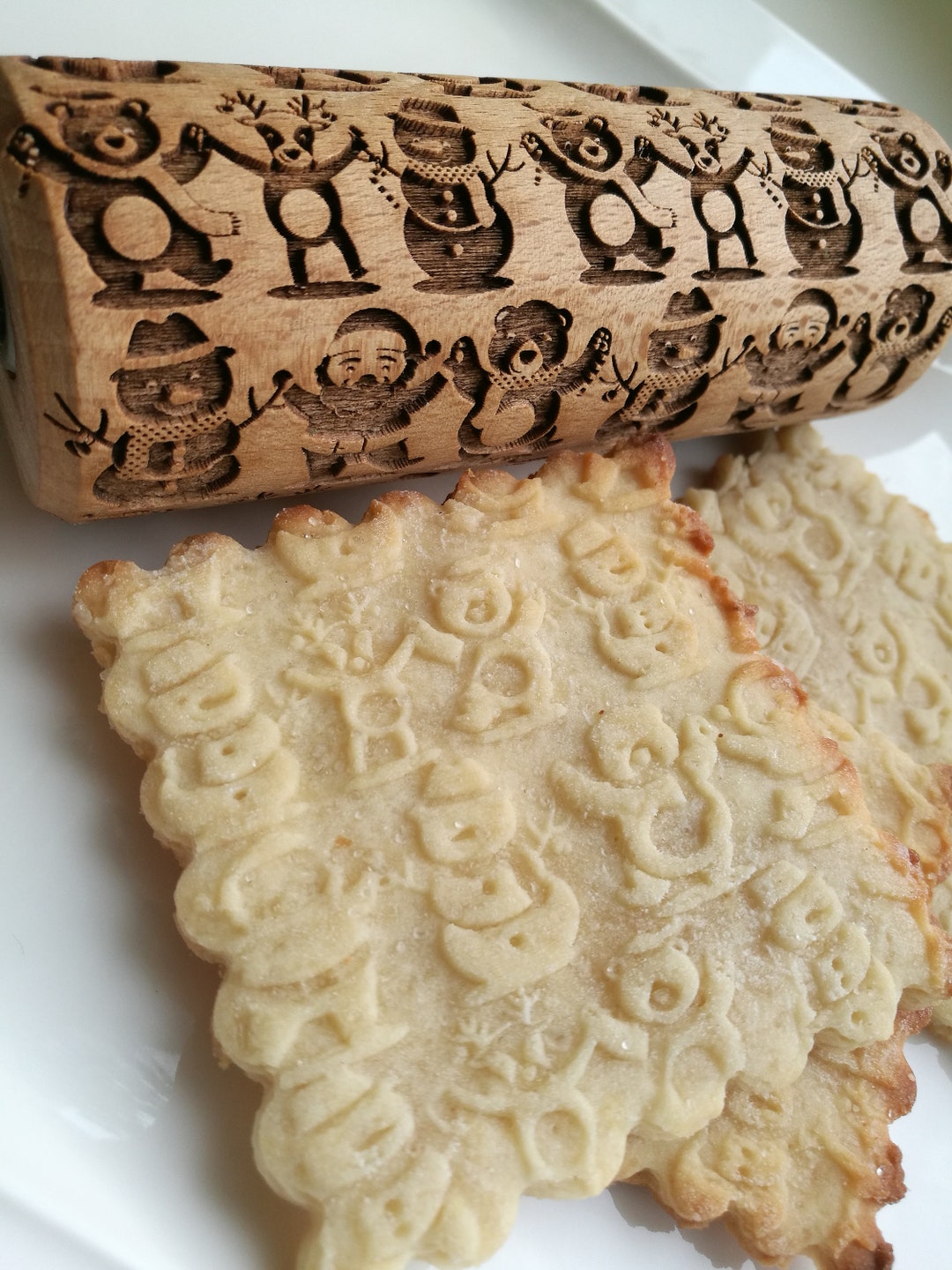 Snowman Engraved Rolling Pin Santa Embossed Rolling Pin Christmas ...