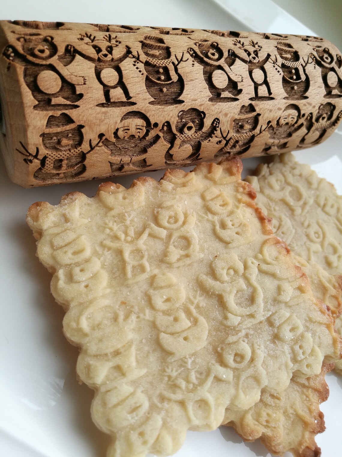 Snowman Engraved Rolling Pin Santa Embossed Rolling Pin Christmas ...