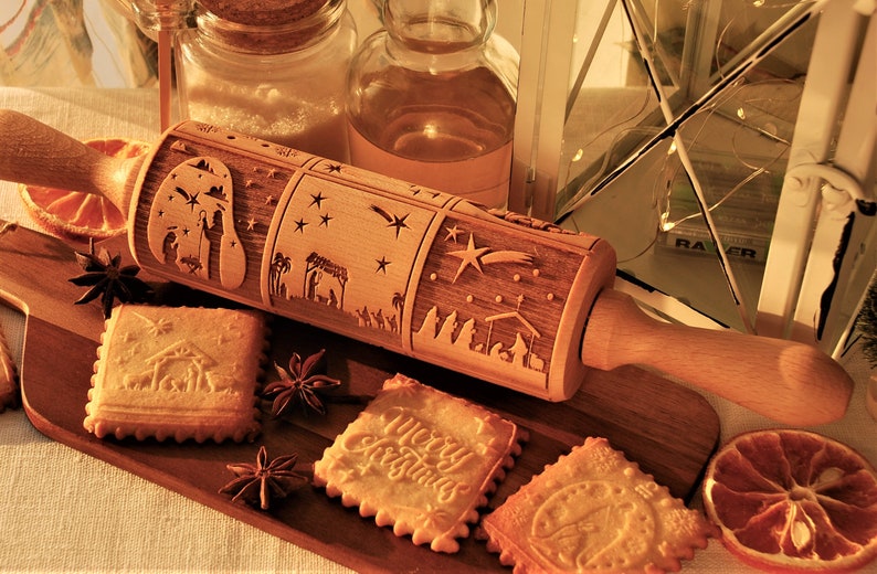Nativity Engraved Rolling Pin CHRISTMAS Cookies Embossing - Etsy